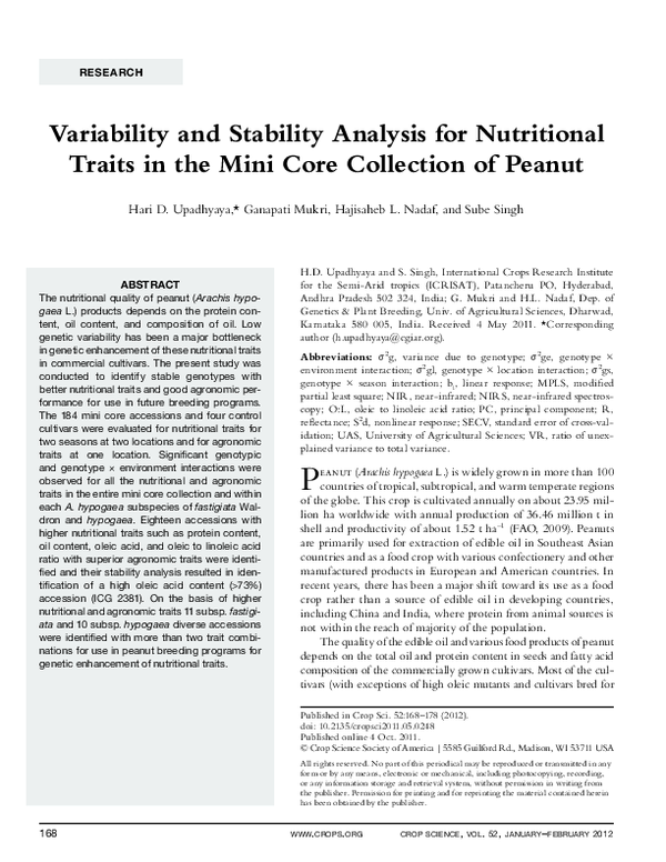 (PDF) Variability and Stability Analysis for Nutritional Traits in the ...