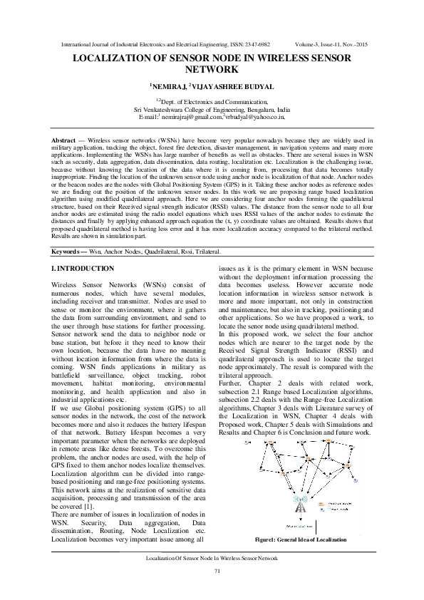 (PDF) Localization of Sensor Node in Wireless Sensor Network