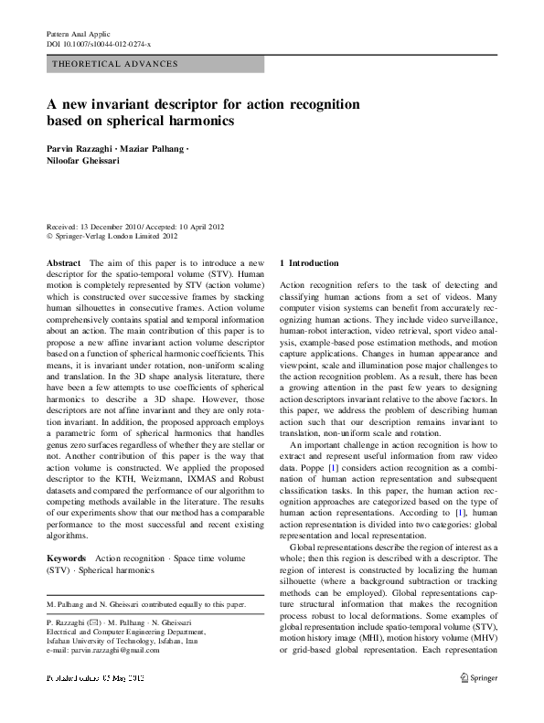 (PDF) Invariant Descriptor for Action Recognition
