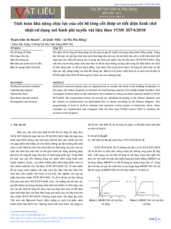 (PDF) Tính toán khả năng chịu lực của cột bê tông cốt thép có tiết diện hình chữ nhật sử dụng mô ...