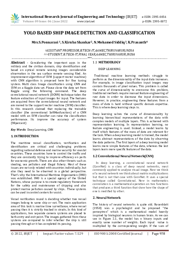 Pdf Yolo Based Ship Image Detection And Classification
