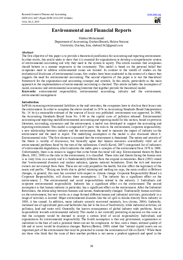 (PDF) Environmental and Financial Reports