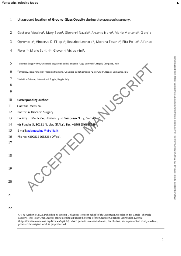 (PDF) Ultrasound location of Ground-Glass Opacity during thoracoscopic surgery