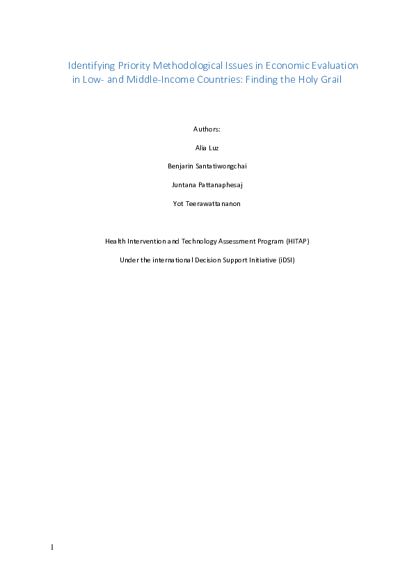 (PDF) Identifying Priority Methodological Issues in Economic Evaluation in Low- and Middle ...