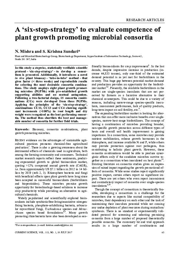 (PDF) A 'Six-Step-Strategy' to Evaluate Competence of Plant Growth ...