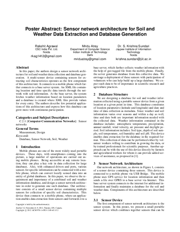 (PDF) Sensor Network for Soil and Weather Data