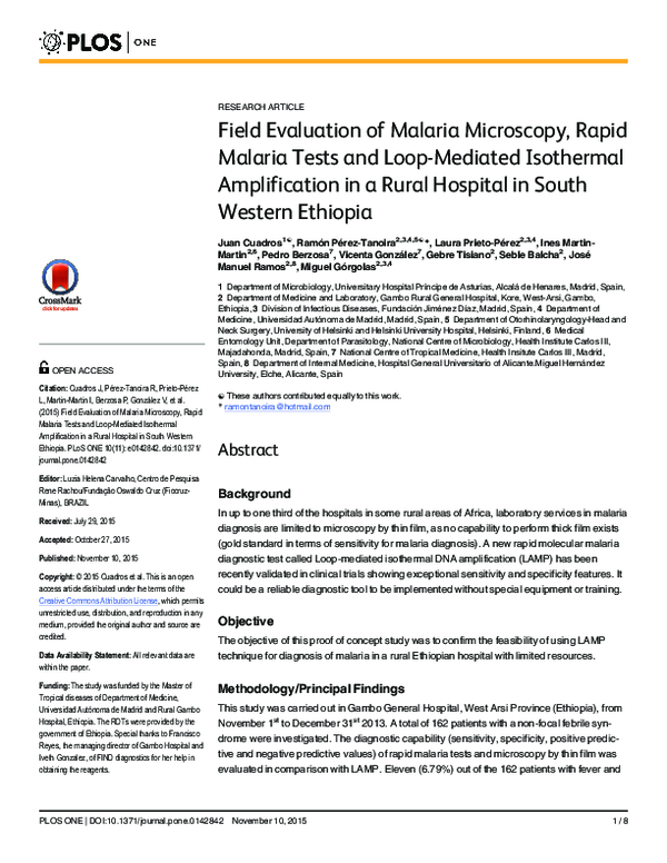(PDF) Field Evaluation of Malaria Microscopy, Rapid Malaria Tests and ...