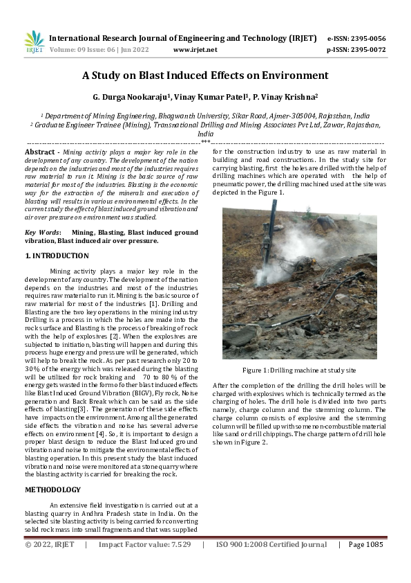 (PDF) A Study on Blast Induced Effects on Environment