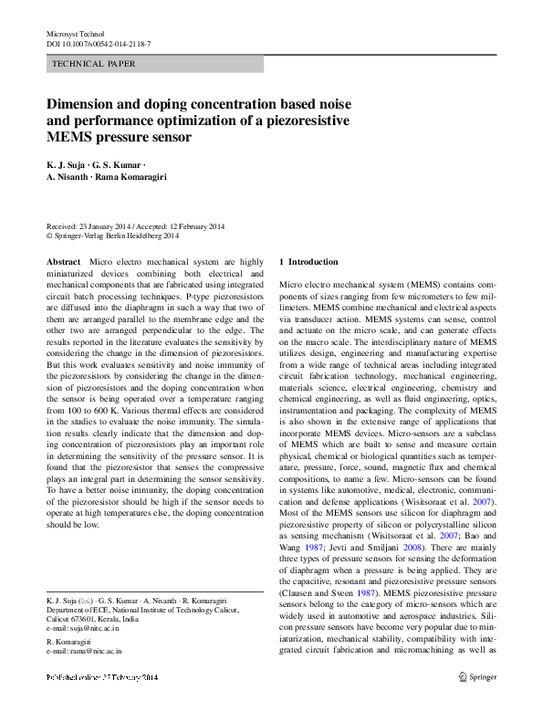 (PDF) Dimension and doping concentration based noise and performance optimization of a ...