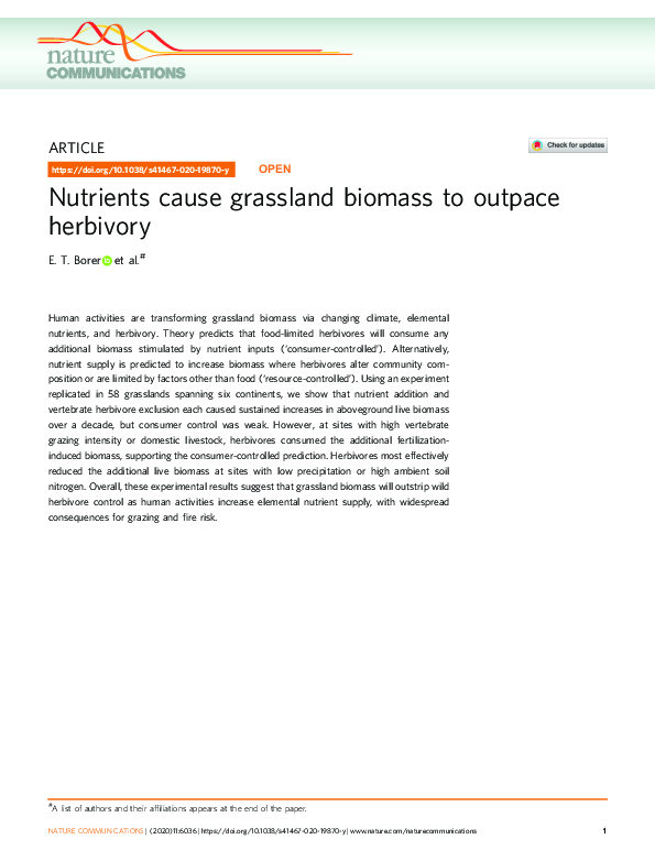 (PDF) Nutrients cause grassland biomass to outpace herbivory