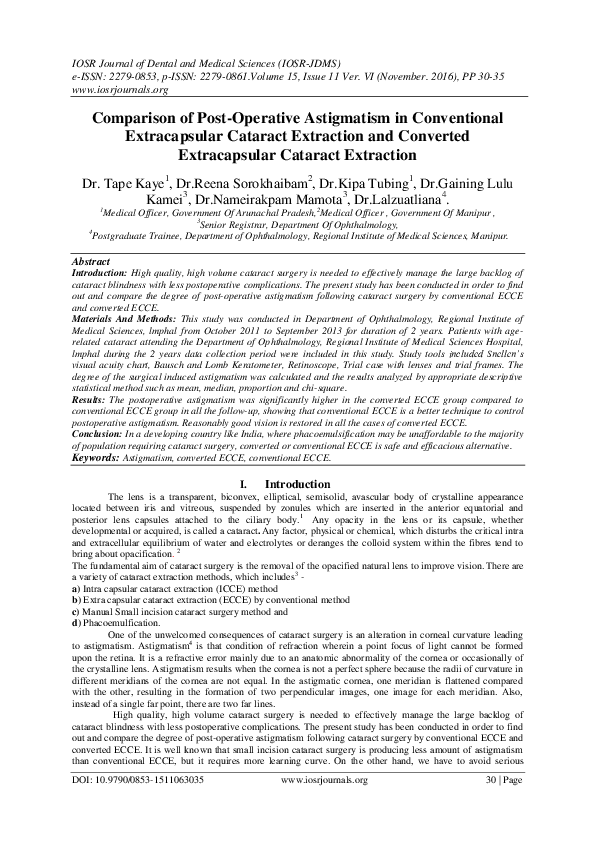 (PDF) Comparison of Post-Operative Astigmatism in Conventional ...