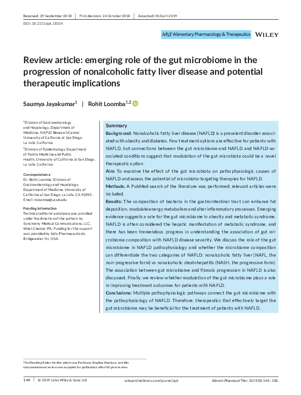 (PDF) Review article: emerging role of the gut microbiome in the ...