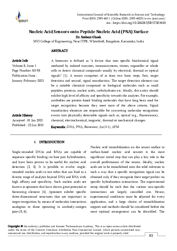 (PDF) Nucleic Acid Sensors onto Peptide Nucleic Acid (PNA) Surface