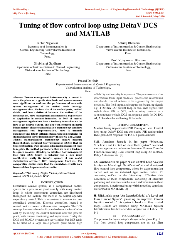 (PDF) Tuning of flow control loop using DeltaV DCS and MATLAB