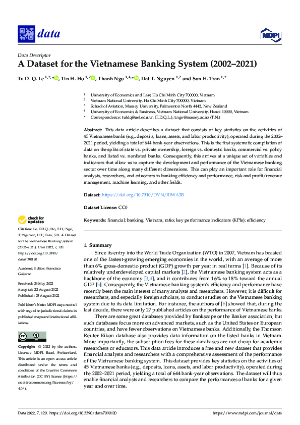 (PDF) A Dataset for the Vietnamese Banking System (2002–2021)