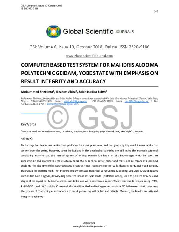 (PDF) Computer Based Test System for Mai Idris Alooma Polytechnic ...