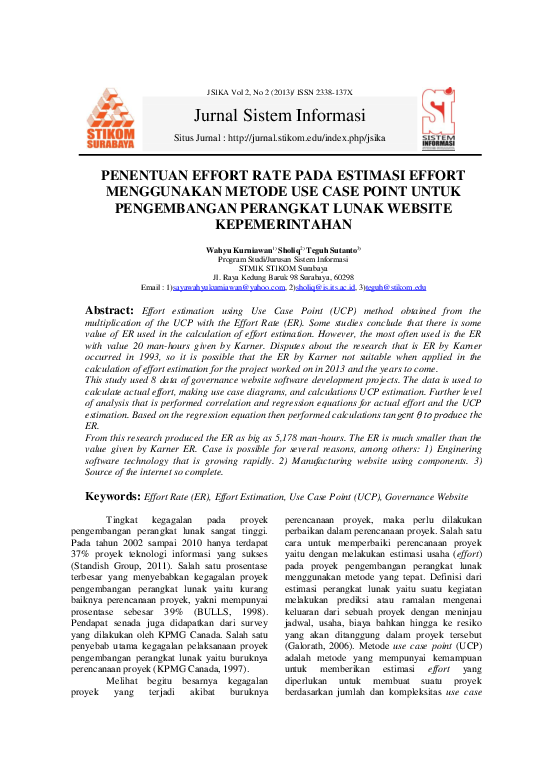 (PDF) Penentuan Effort Rate Pada Estimasi Effort Menggunakan Metode Use Case Point Untuk ...
