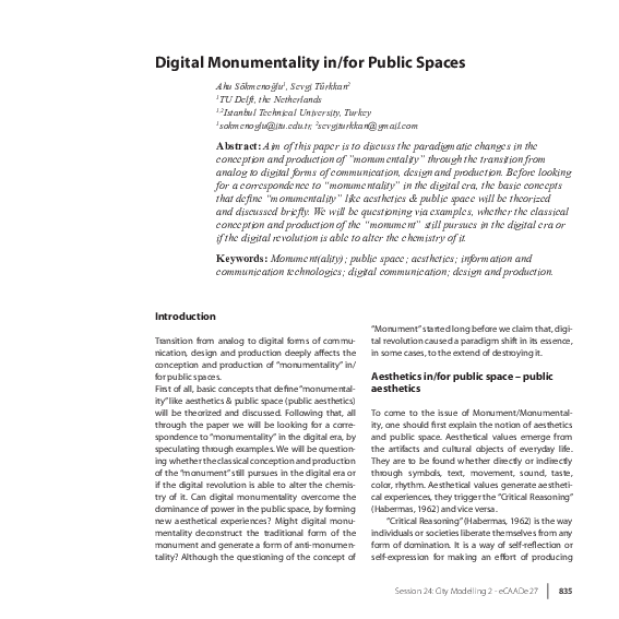 (PDF) Digital Monumentality in/for Public Spaces | Ahu Sokmenoglu ...