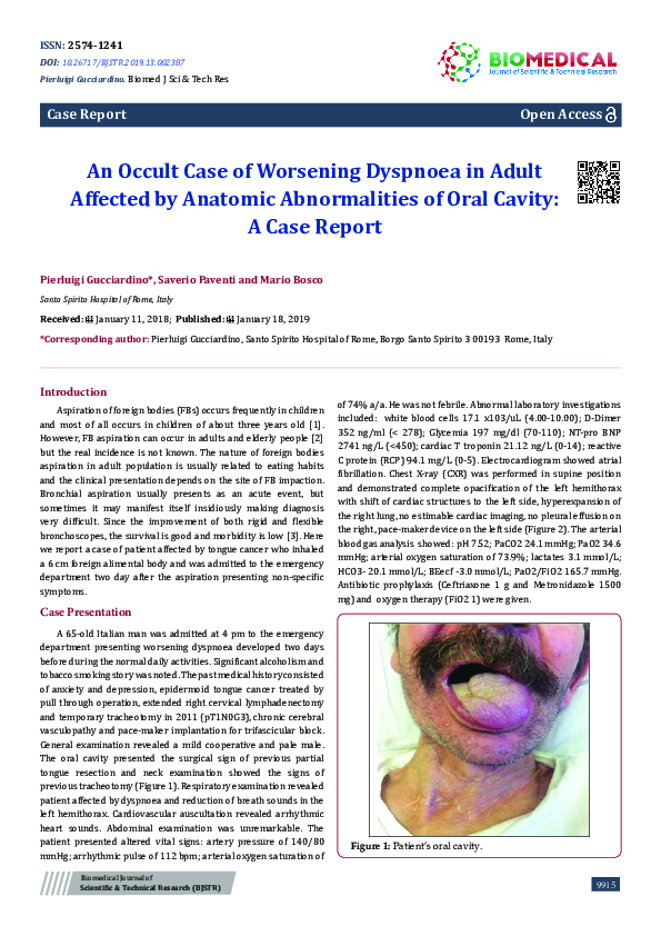 (PDF) An Occult Case of Worsening Dyspnoea in Adult Affected by ...