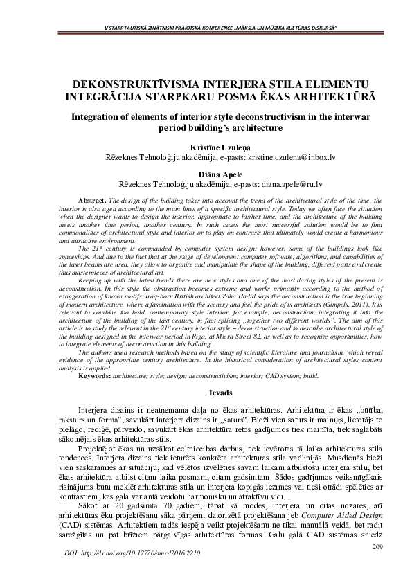 (PDF) Integration of Elements of Interior Style Deconstructivism in the ...