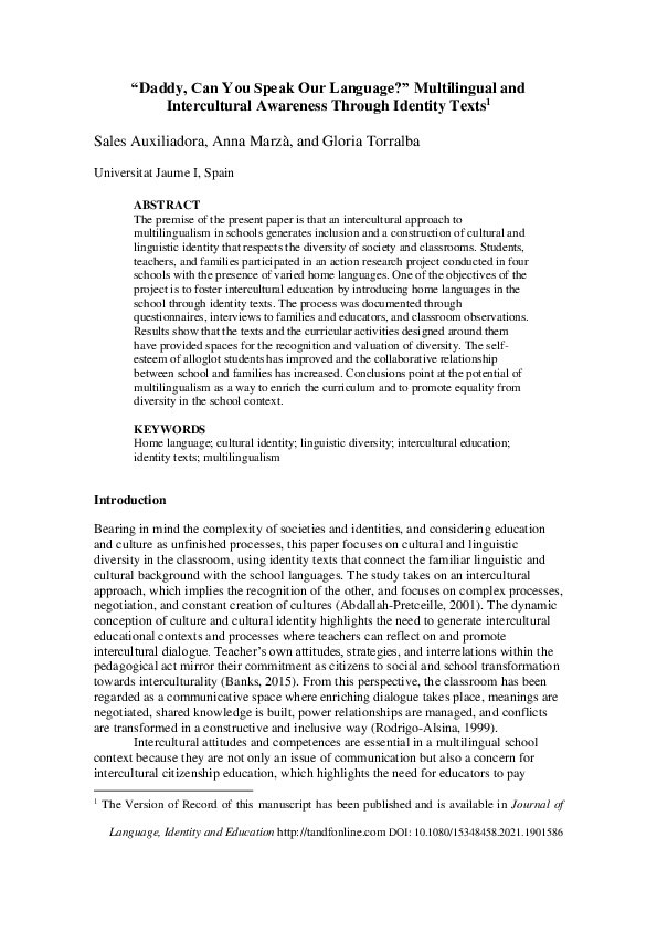 (PDF) “Daddy, Can You Speak Our Language?” Multilingual and ...