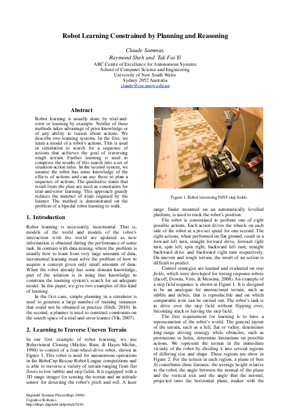 (PDF) Robot Learning Constrained by Planning and Reasoning