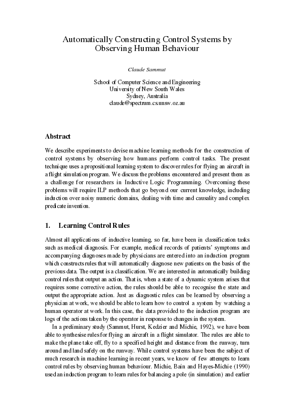 (PDF) Automatically constructing control systems by observing human ...
