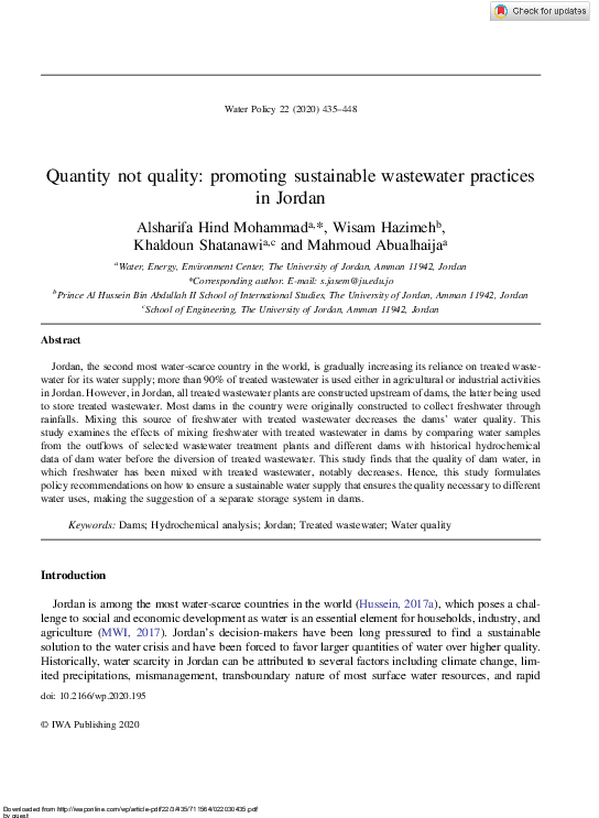 (PDF) Quantity not quality: promoting sustainable wastewater practices ...
