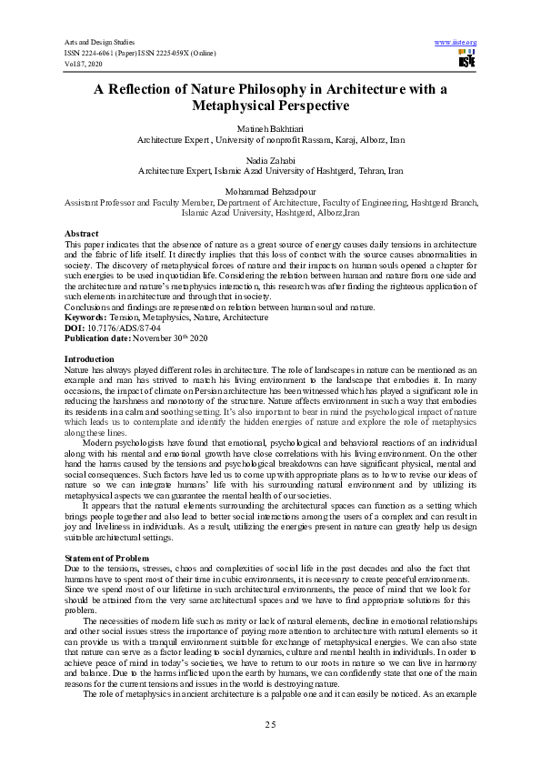 (PDF) A Reflection of Nature Philosophy in Architecture with a ...