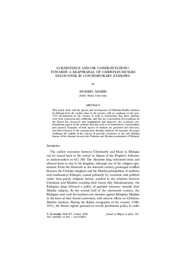 (PDF) Coexistence and/or Confrontation?: Towards a Reappraisal of Christian-Muslim Encounter in ...