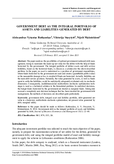 (PDF) Optimizing Government Debt Management Strategies