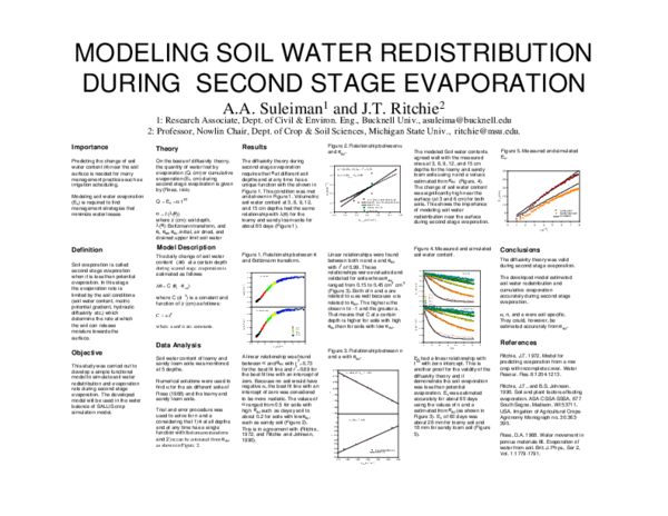 (PDF) Modeling Soil Water Redistribution during Second-Stage Evaporation