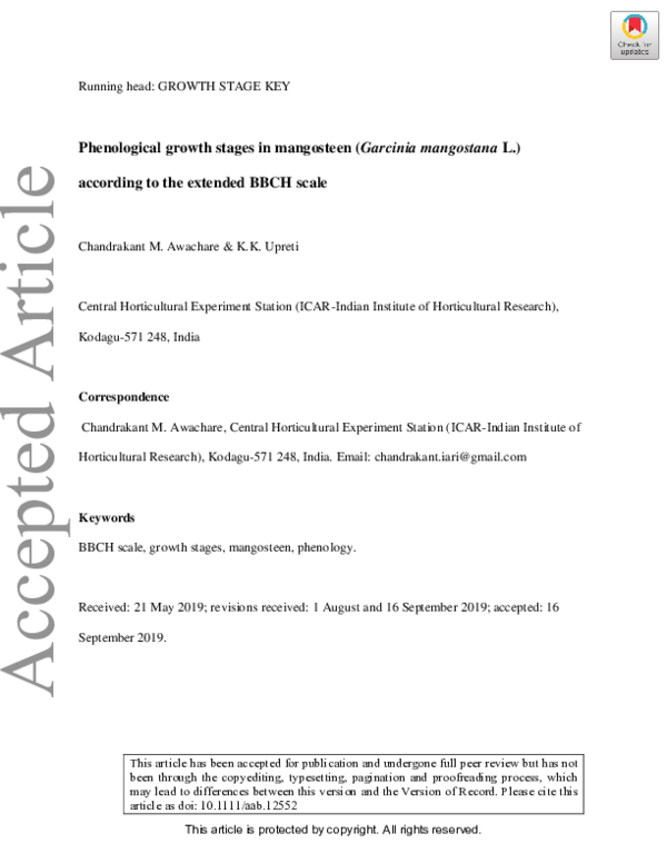 (PDF) Phenological growth stages in mangosteen ( Garcinia mangostana L ...