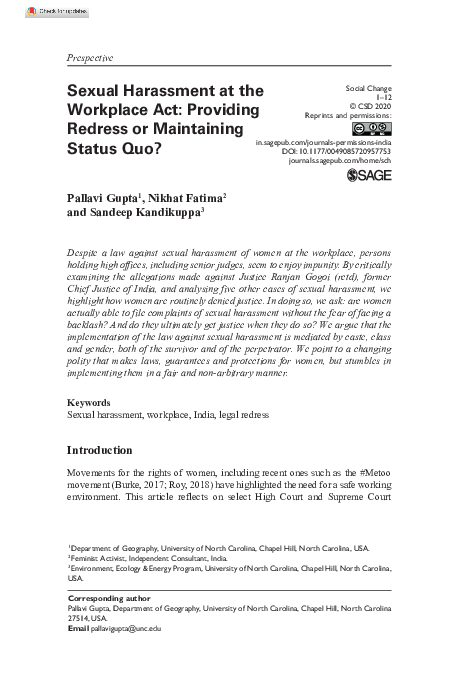 (PDF) Sexual Harassment at the Workplace Act: Providing Redress or ...
