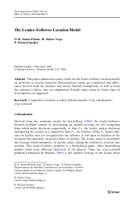 (PDF) The Leader–Follower Location Model