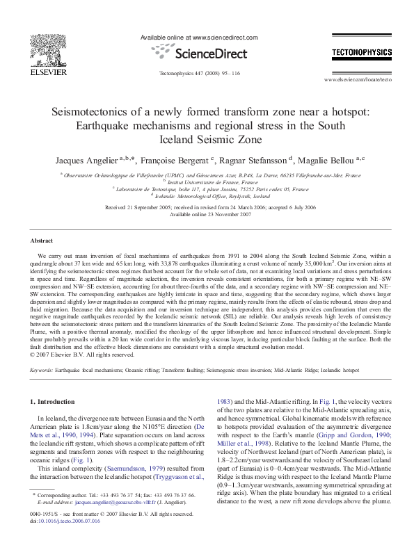 (PDF) Seismotectonics of a newly formed transform zone near a hotspot ...