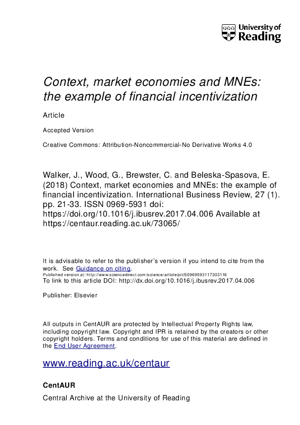 (PDF) Context, market economies and MNEs: The example of financial ...