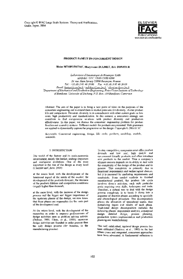 (PDF) Product Family in Concurrent Design