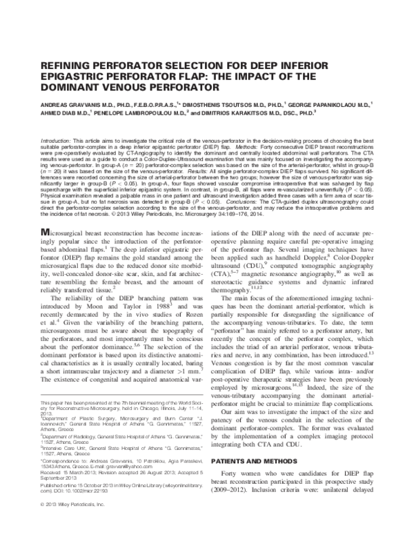 (PDF) Refining perforator selection for deep inferior epigastric perforator flap: The impact of ...