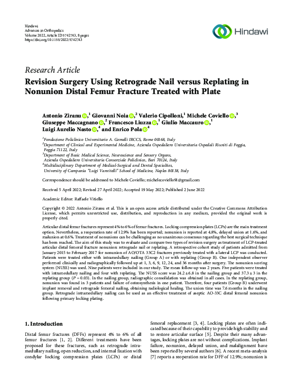 (PDF) Revision Surgery Using Retrograde Nail versus Replating in ...