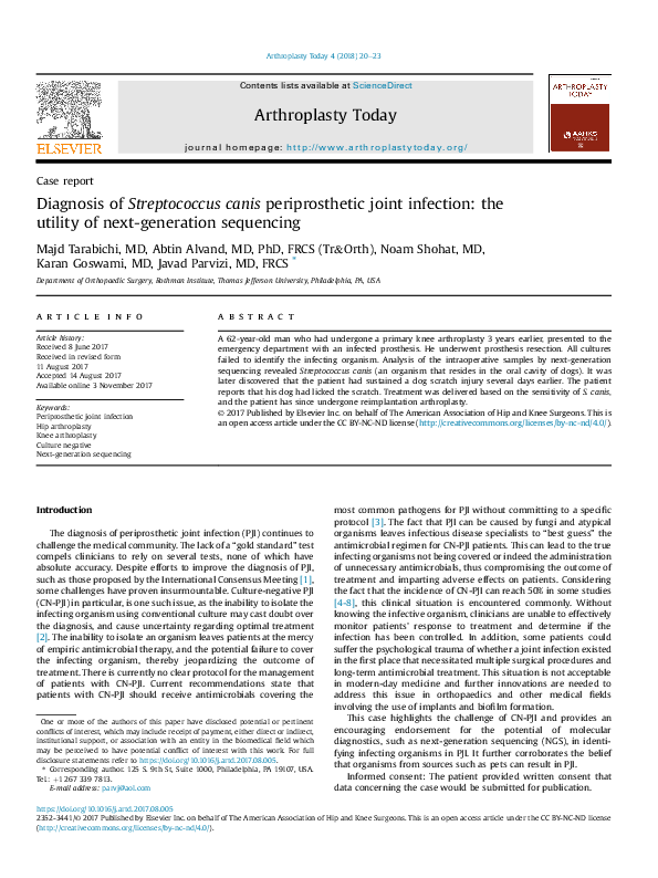 (PDF) Diagnosis of Streptococcus canis periprosthetic joint infection ...