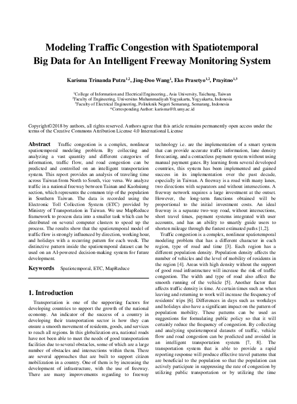 (PDF) Modeling Traffic Congestion with Spatiotemporal Big Data for An Intelligent Freeway ...