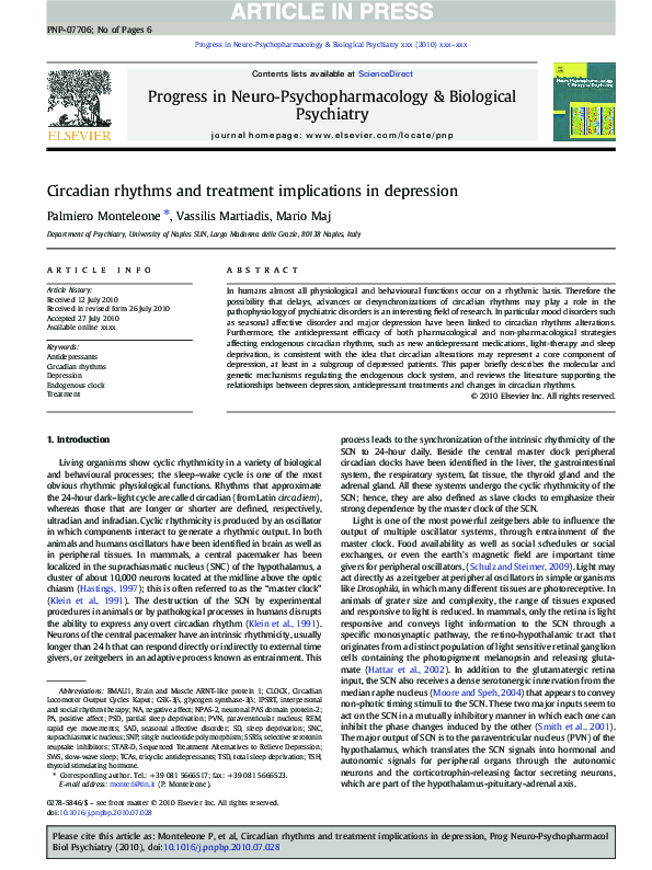 (PDF) Circadian rhythms and treatment implications in depression