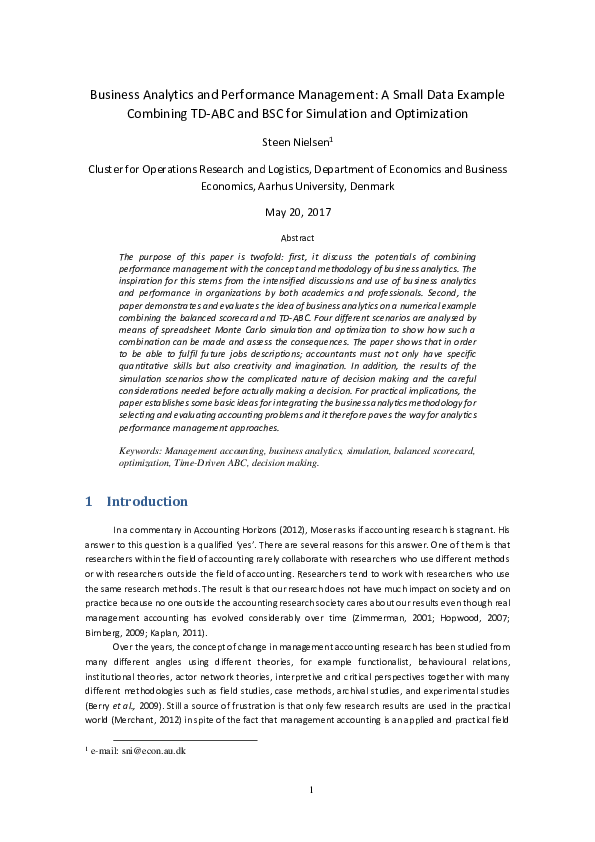 (PDF) Integrating Performance Management with Analytics