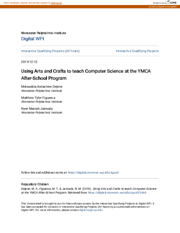 (PDF) Using Arts and Crafts to teach Computer Science at the YMCA After ...