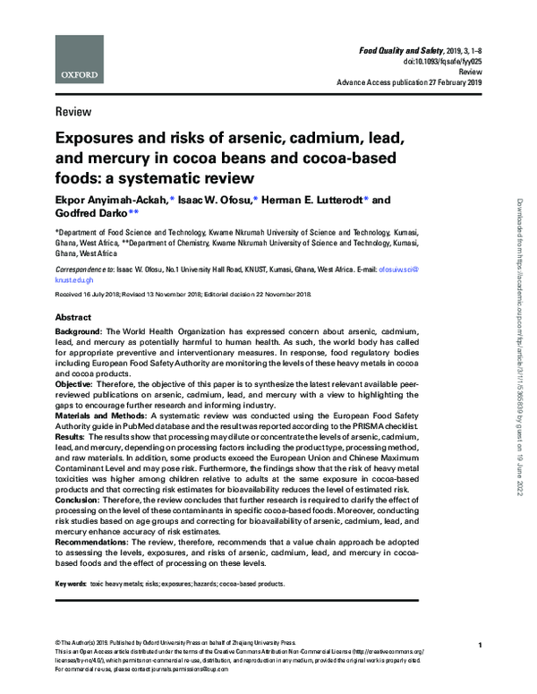 (PDF) Exposures and risks of arsenic, cadmium, lead, and mercury in ...