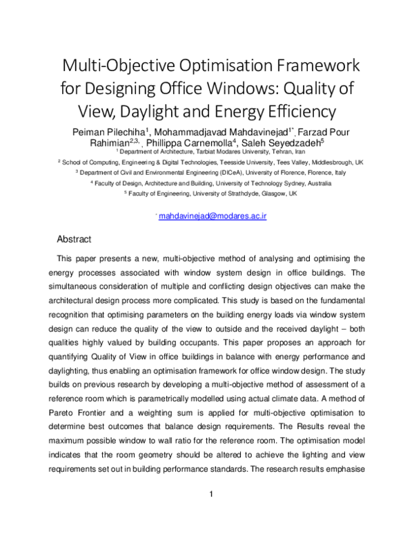 (PDF) Multi-objective optimisation framework for designing office ...