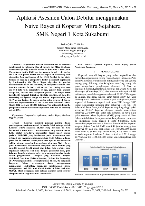 (PDF) Aplikasi Asesmen Calon Debitur menggunakan Naive Bayes di ...