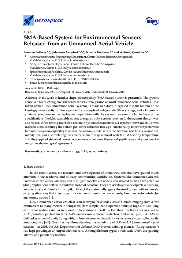 (PDF) SMA-Based System for Environmental Sensors Released from an ...