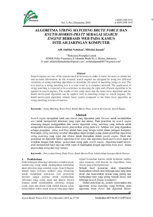 (PDF) Algoritma String Matching Brute Force Dan Knuth-Morris-Pratt Sebagai Search Engine ...